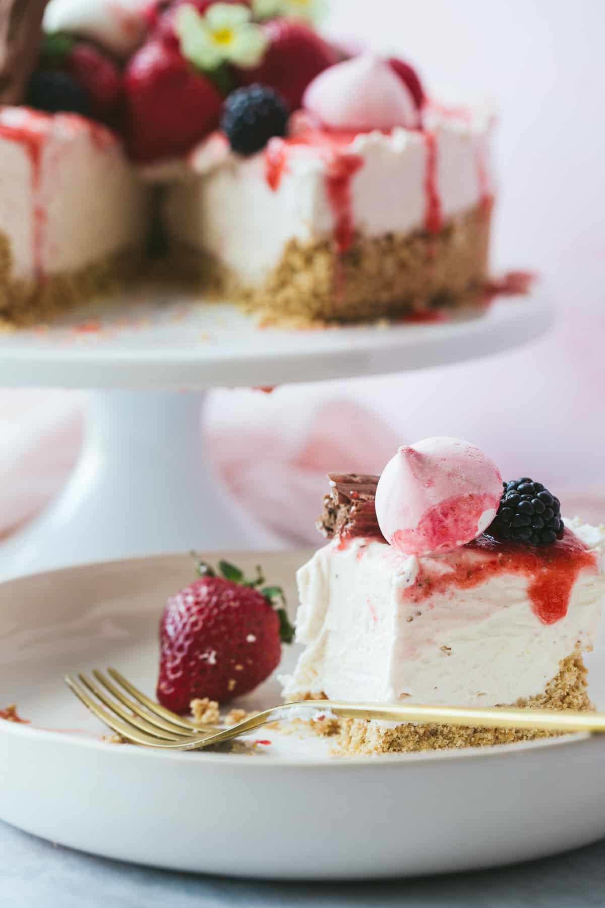 Stunning Eton Mess Cheesecake {No-Bake} - Amy Treasure